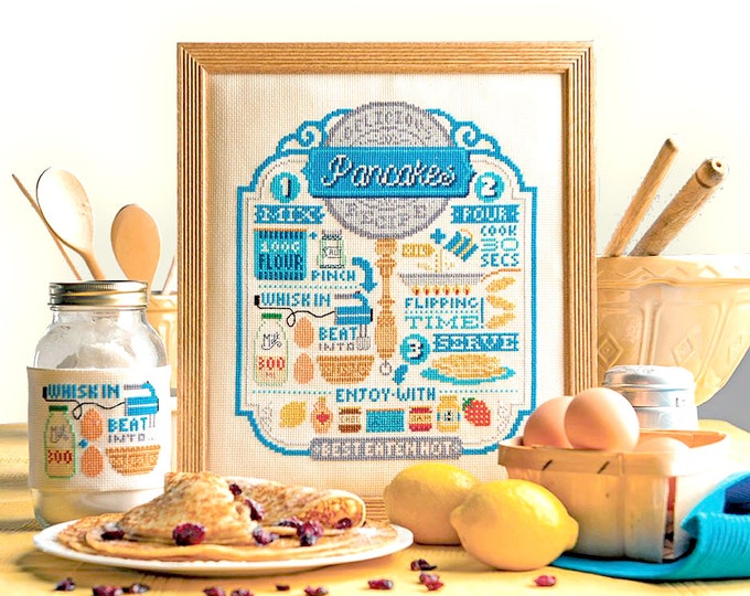 Pancake Recipe Sampler Cross Stitch Pattern Digital Format | Etsy
