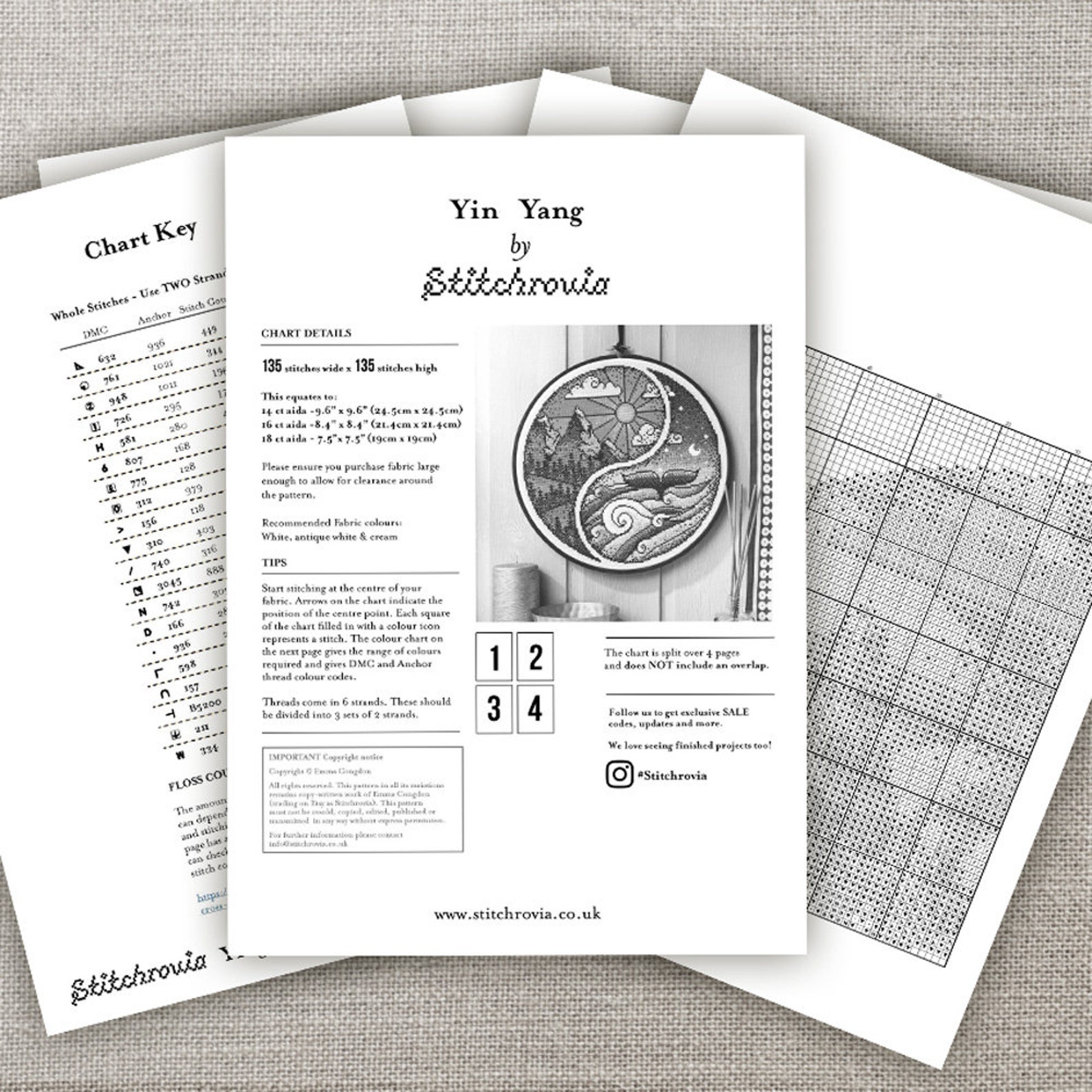 Yin Yang Cross Stitch Pattern digital Format PDF - Etsy