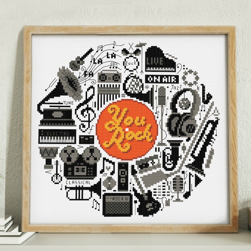 Rock Cross Stitch - Etsy