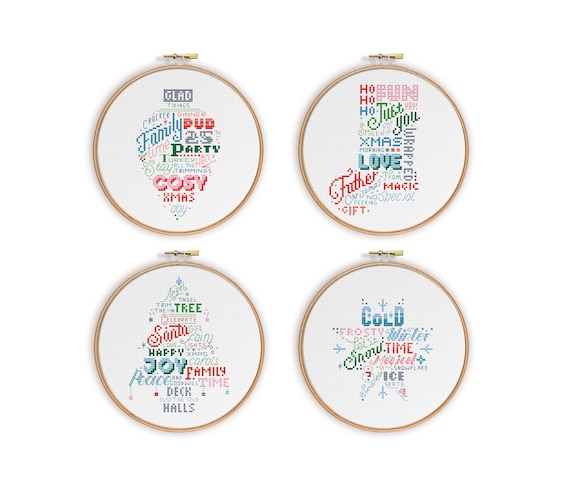 Christmas Word Shapes Cross Stitch Pattern digital Format | Etsy UK