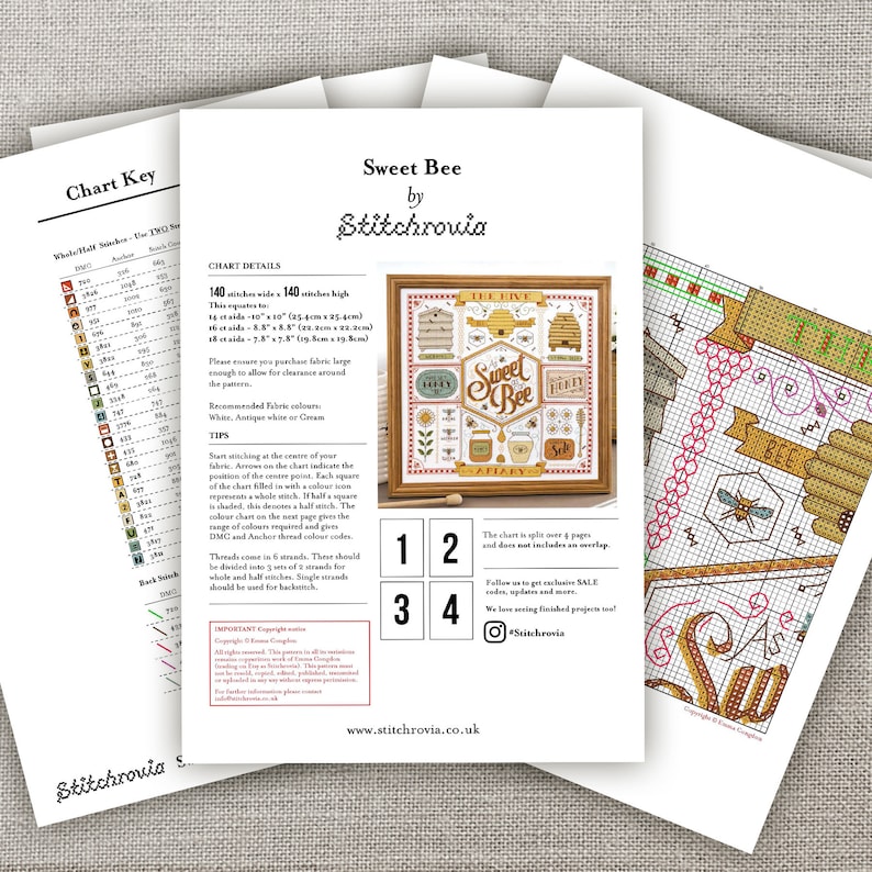 Sweet Bee Cross Stitch Pattern digital Format PDF | Etsy UK