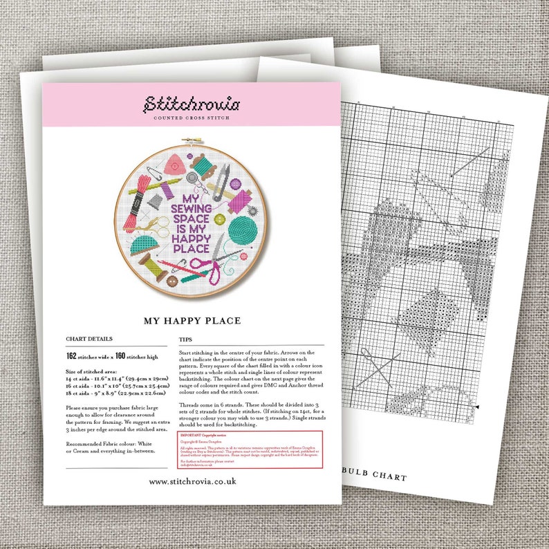 My Happy Place Cross Stitch Pattern digital Format PDF - Etsy