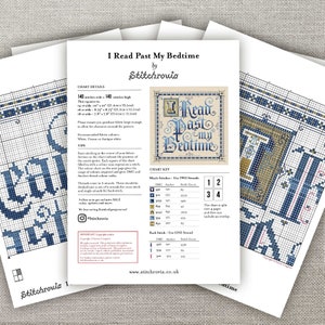 I Read Past My Bedtime - Cross Stitch Pattern (digital Format - PDF) - Etsy