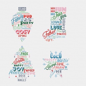 Christmas Word Shapes Cross Stitch Pattern (digital Format - PDF) - Etsy UK