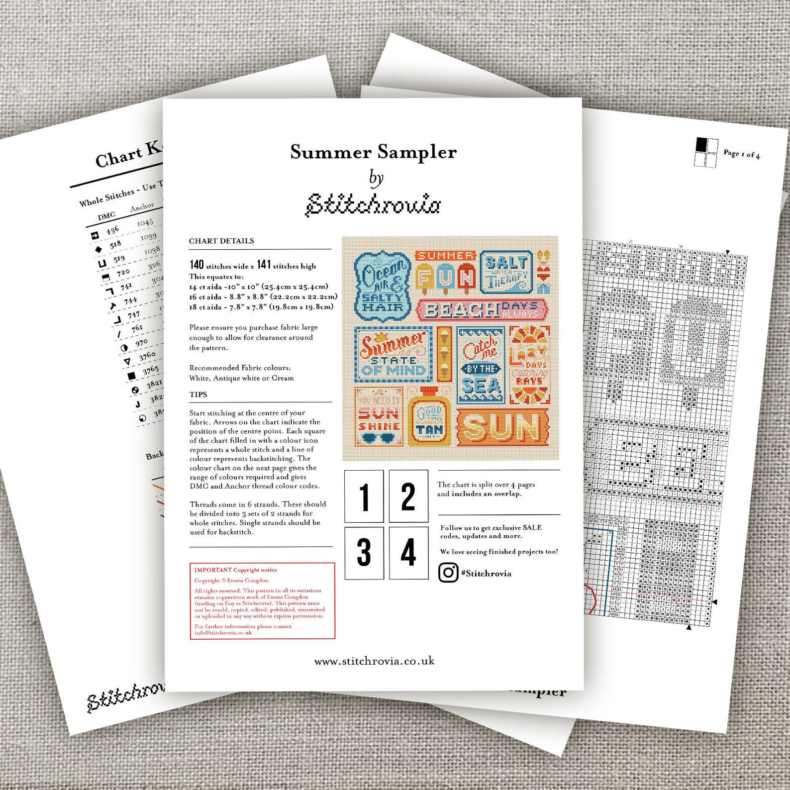 Summer Sampler - Cross Stitch Pattern (digital Format - PDF) - Etsy