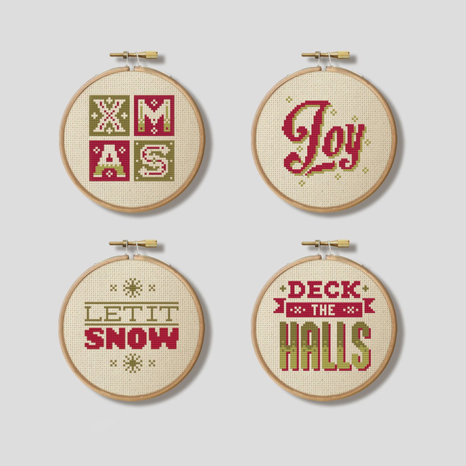Christmas Classic Hoop Set Cross Stitch Patterns digital - Etsy