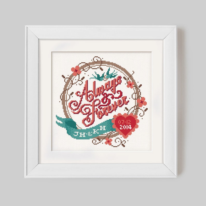Always & Forever Customisable Wedding Cross Stitch Pattern | Etsy Canada
