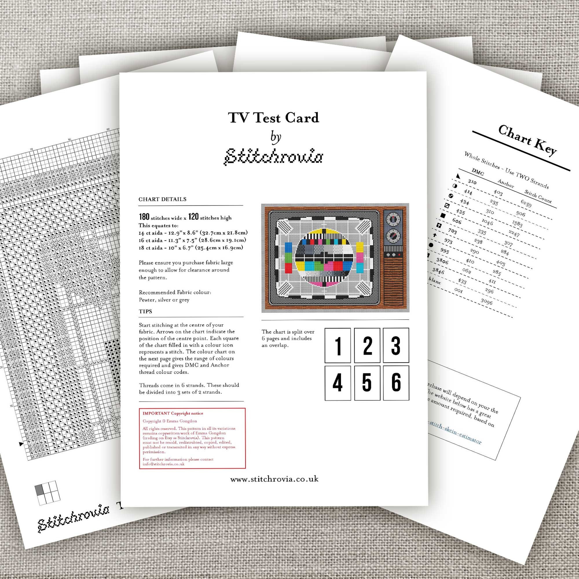 TV Test Card Cross Stitch Pattern digital Format PDF - Etsy