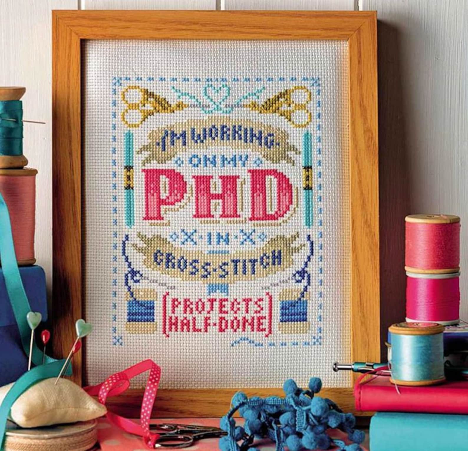 PHD projects Half Done Cross Stitch Pattern digital - Etsy