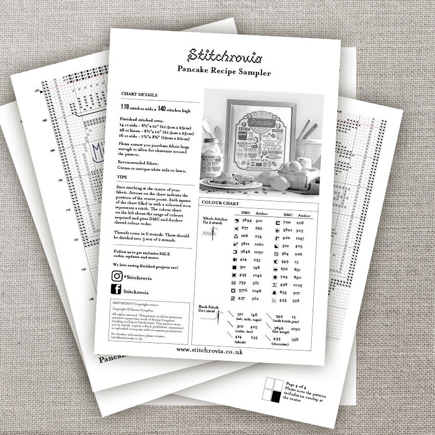 Pancake Recipe Sampler Cross Stitch Pattern digital Format - Etsy UK