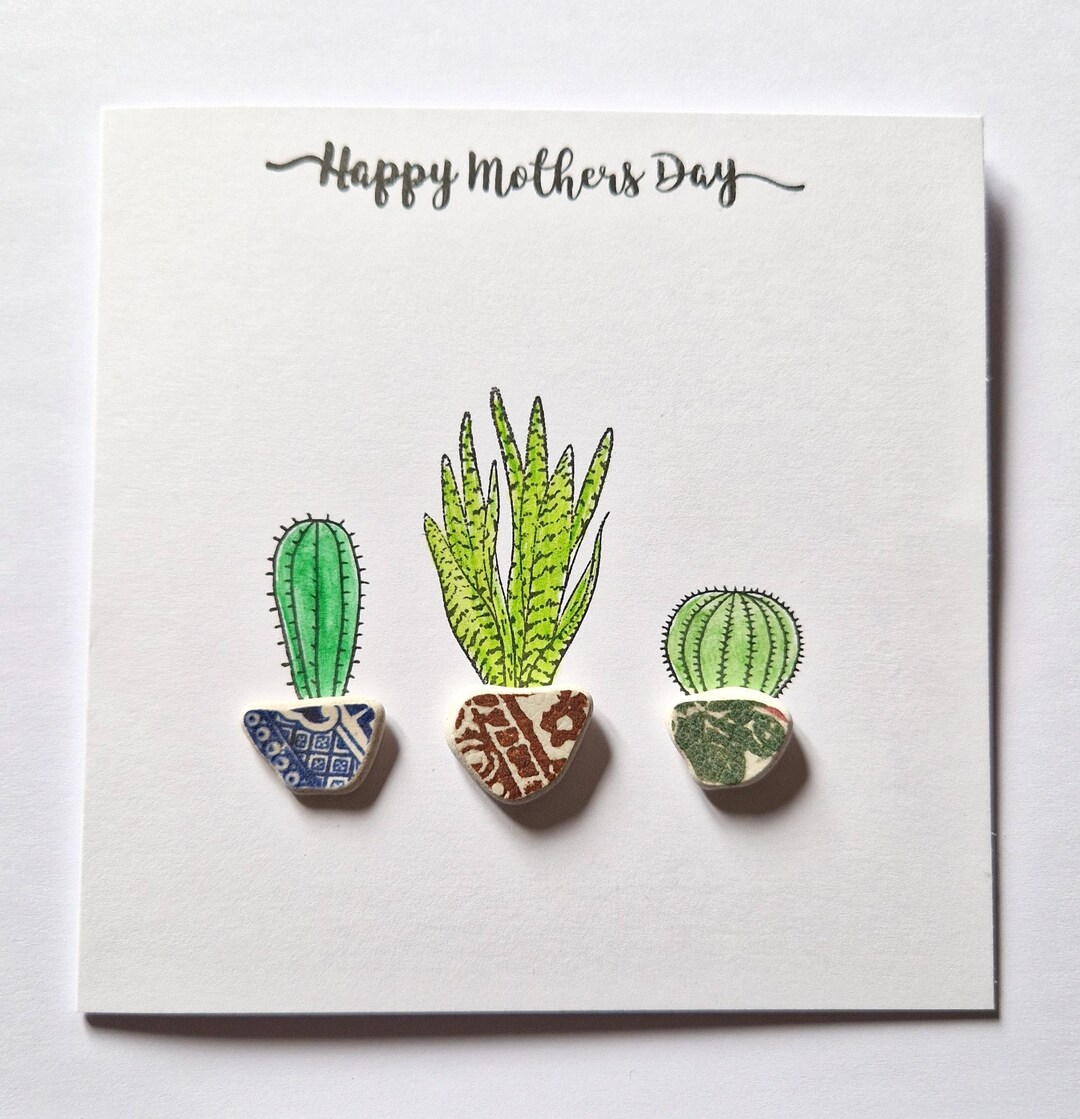 Cacti Card, Cactus Card, Sea Pottery Card, Pottery Sherd Card, Mothers ...
