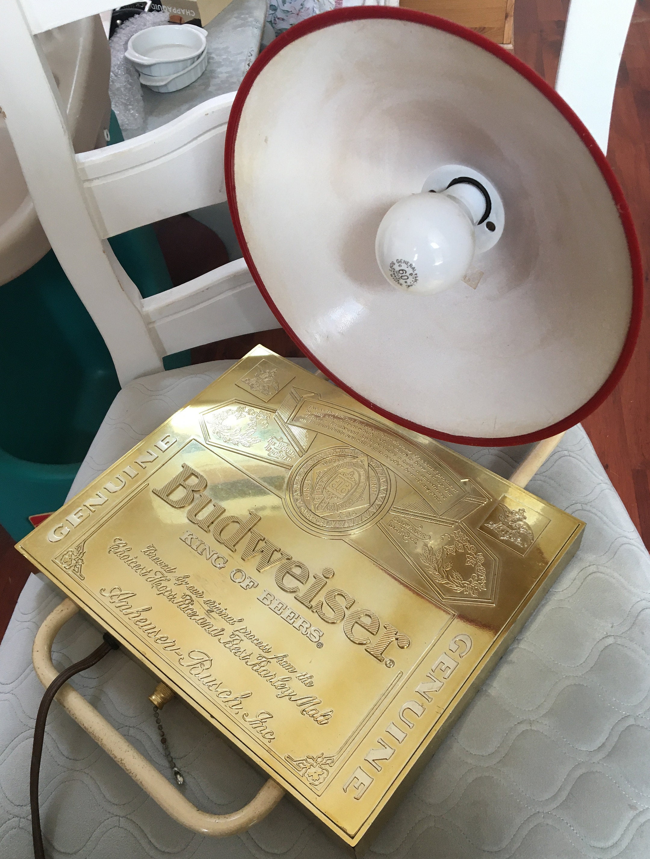 Vintage Anheuser Busch Budweiser Wall Sconce Style Lamp 1984 Red Shade ...