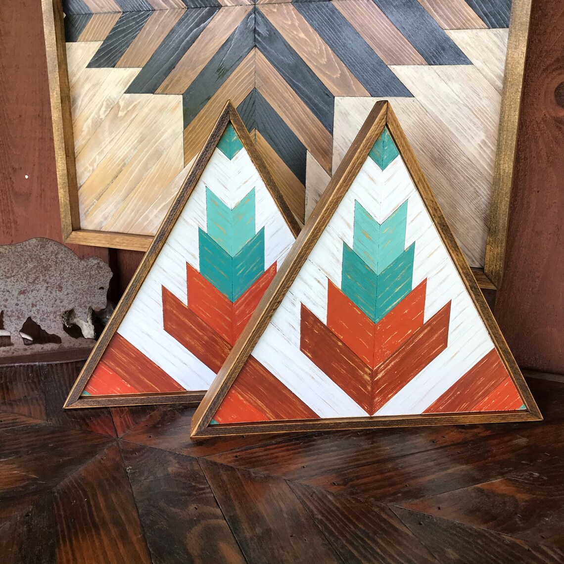 Rustic Triangle Wood Wall Art. Southwestern Boho Wall Decor. - Etsy