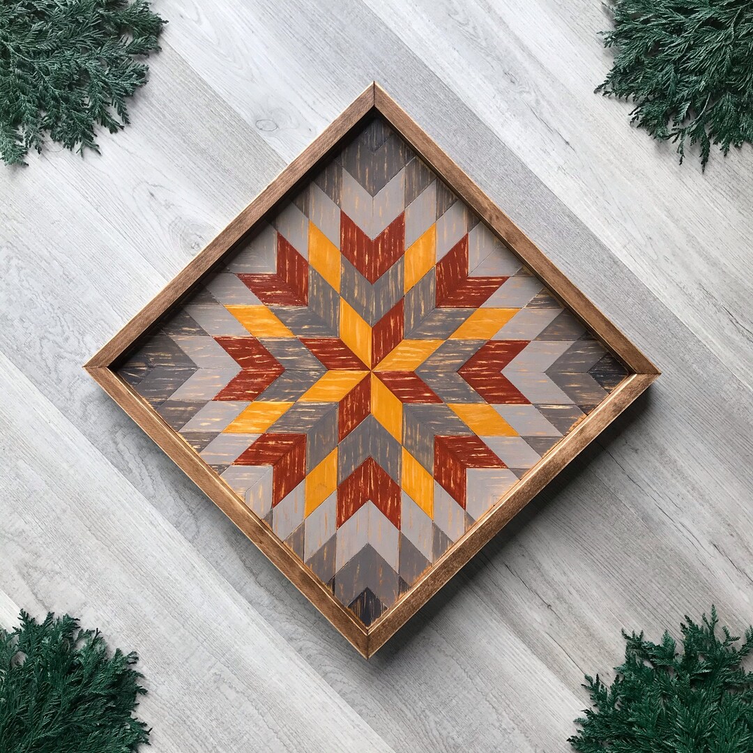 Rustic Wood Wall Art. Wooden Star Barn Quilt. Bursting Star Quilt Block ...