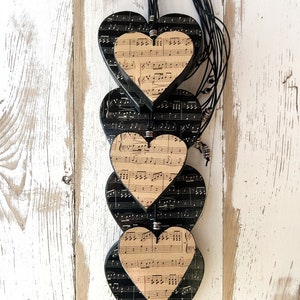 Wood Hearts. Wooden Heart Wall Hanging. Music Themed Gift. Music Decor ...