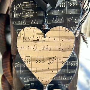 Wood Hearts. Wooden Heart Wall Hanging. Music Themed Gift. Music Decor ...