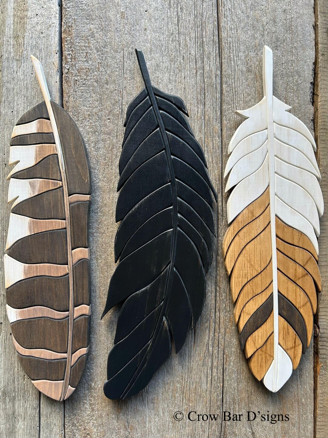 Feathers. Raven Feather. Feather Art. Feather Decor. Rustic Wood Wall ...