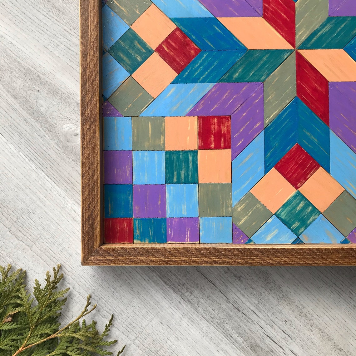 Barn Quilts. Geometric Wood Wall Art. Colorful Star Patchwork | Etsy