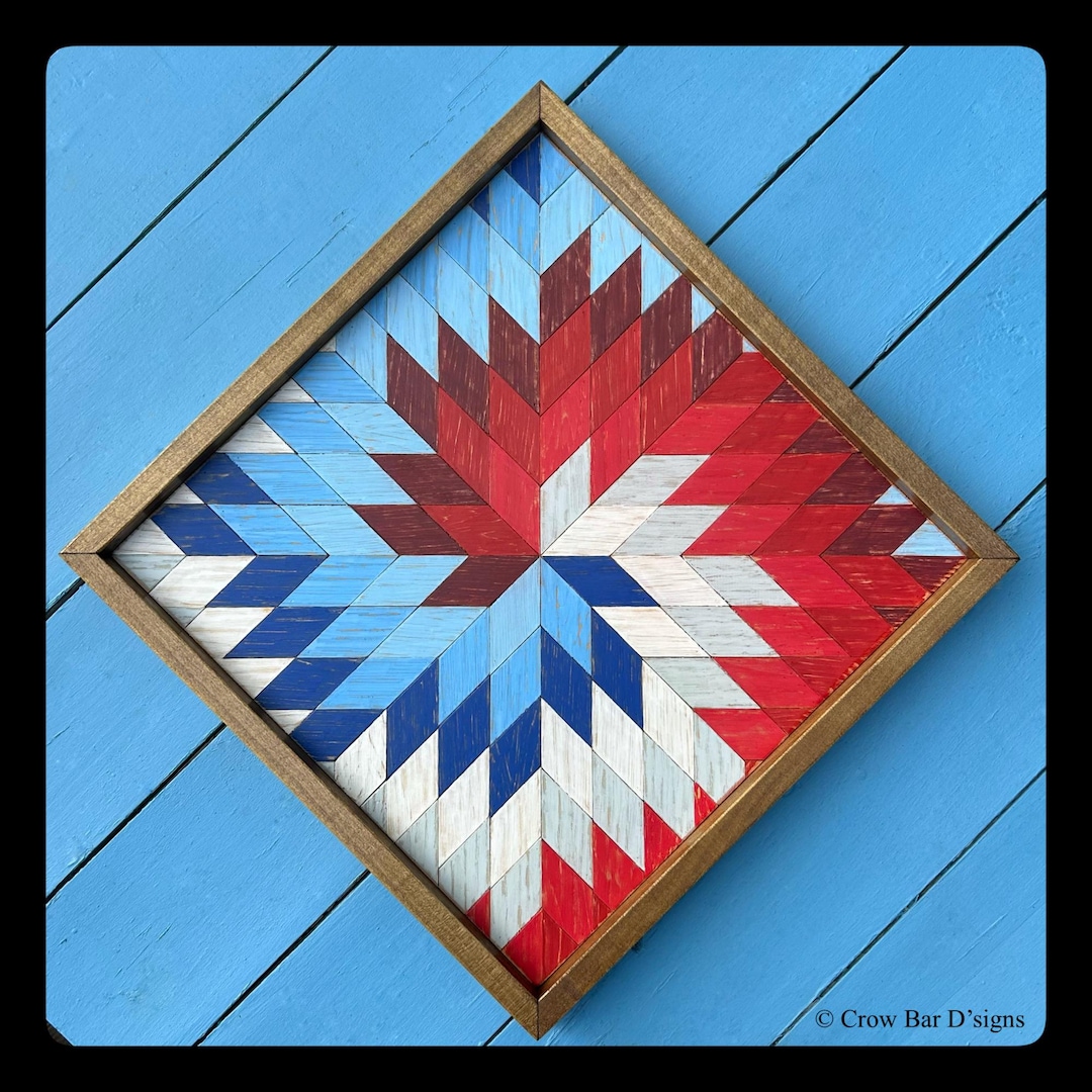 Spiraling Star Barn Quilt. Lone Star Wooden Barn Quilt Art. Rustic ...