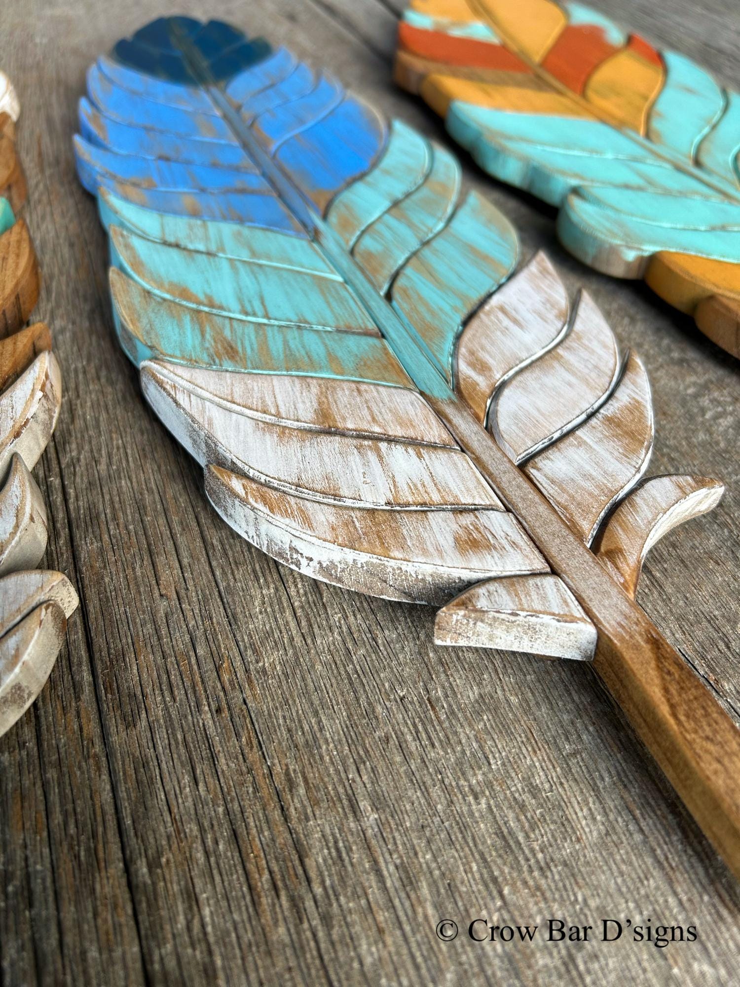 Feather. Feather Art. Boho Wall Decor. Bohemian Feathers. Rustic Wood ...