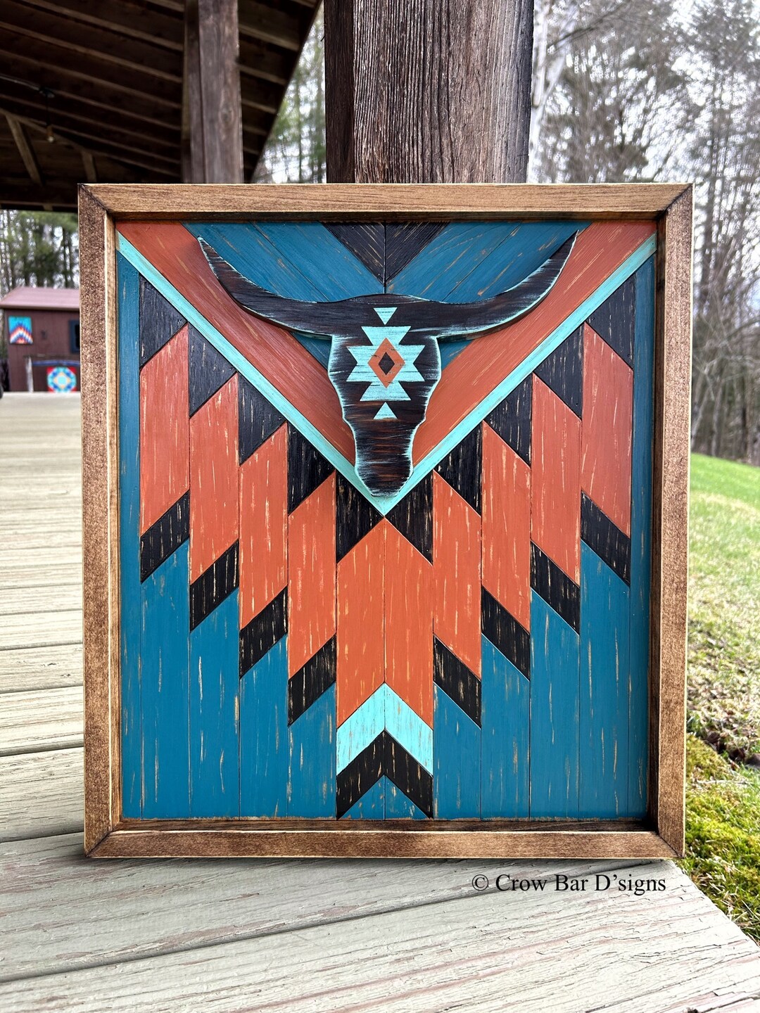 Longhorn Skull Decor. Geometric Wood Wall Art. Steer Skull Art. Western ...