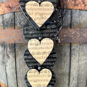 Wood Hearts. Wooden Heart Wall Hanging. Music Themed Gift. Music Decor ...