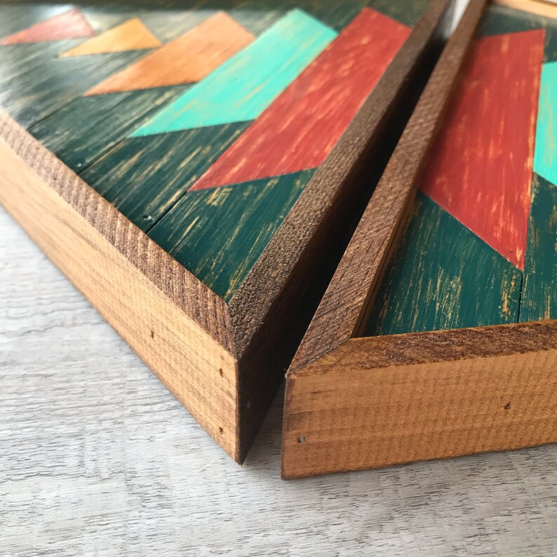 Geometric Wood Wall Art. 2 Piece Set. Wooden Triangle Wall - Etsy