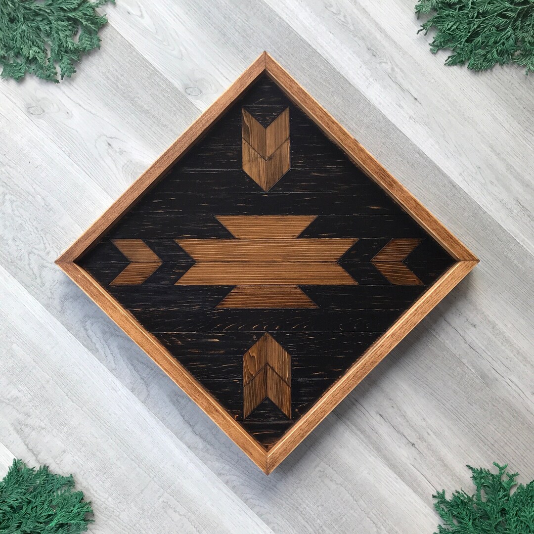 Aztec Wall Art. Southwestern Wall Decor With Tribal Pattern in Black ...