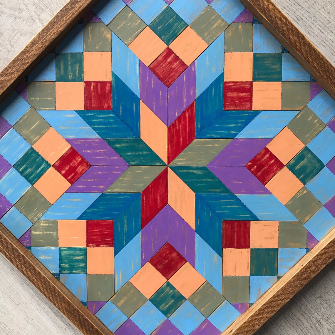 Barn Quilts. Geometric Wood Wall Art. Colorful Star Patchwork | Etsy