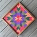Rustic Wood Wall Art. Barn Quilt With Star Pattern. Coral, Purple ...