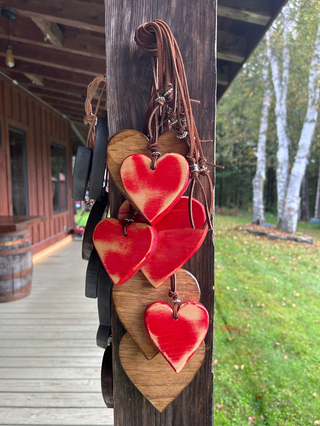 Wood Hearts. Wooden Heart Ornaments. Rustic Heart Decor. Heart Shaped ...