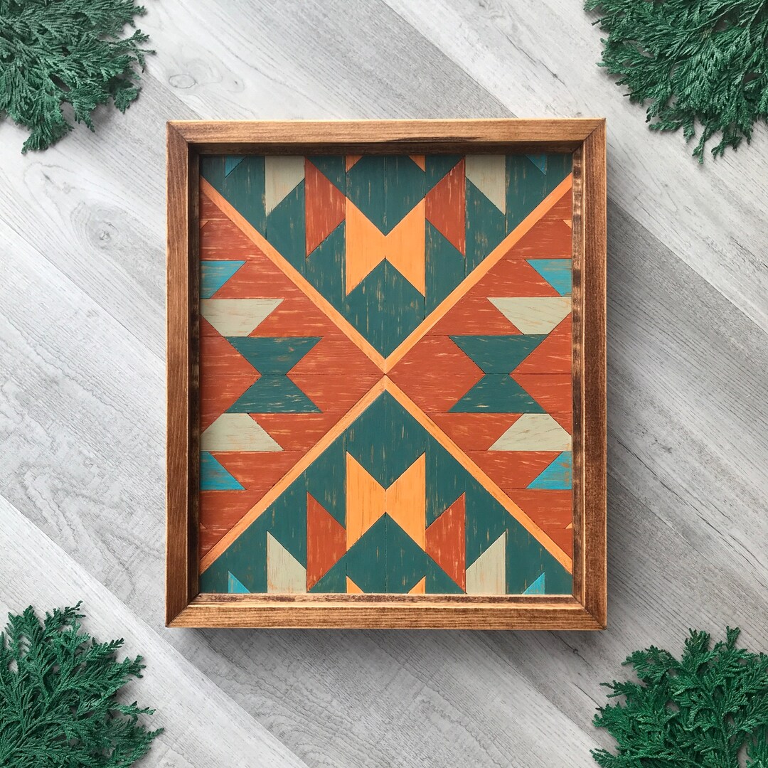 Aztec Wall Art. Geometric Wall Decor With Tribal Pattern. Colorful ...