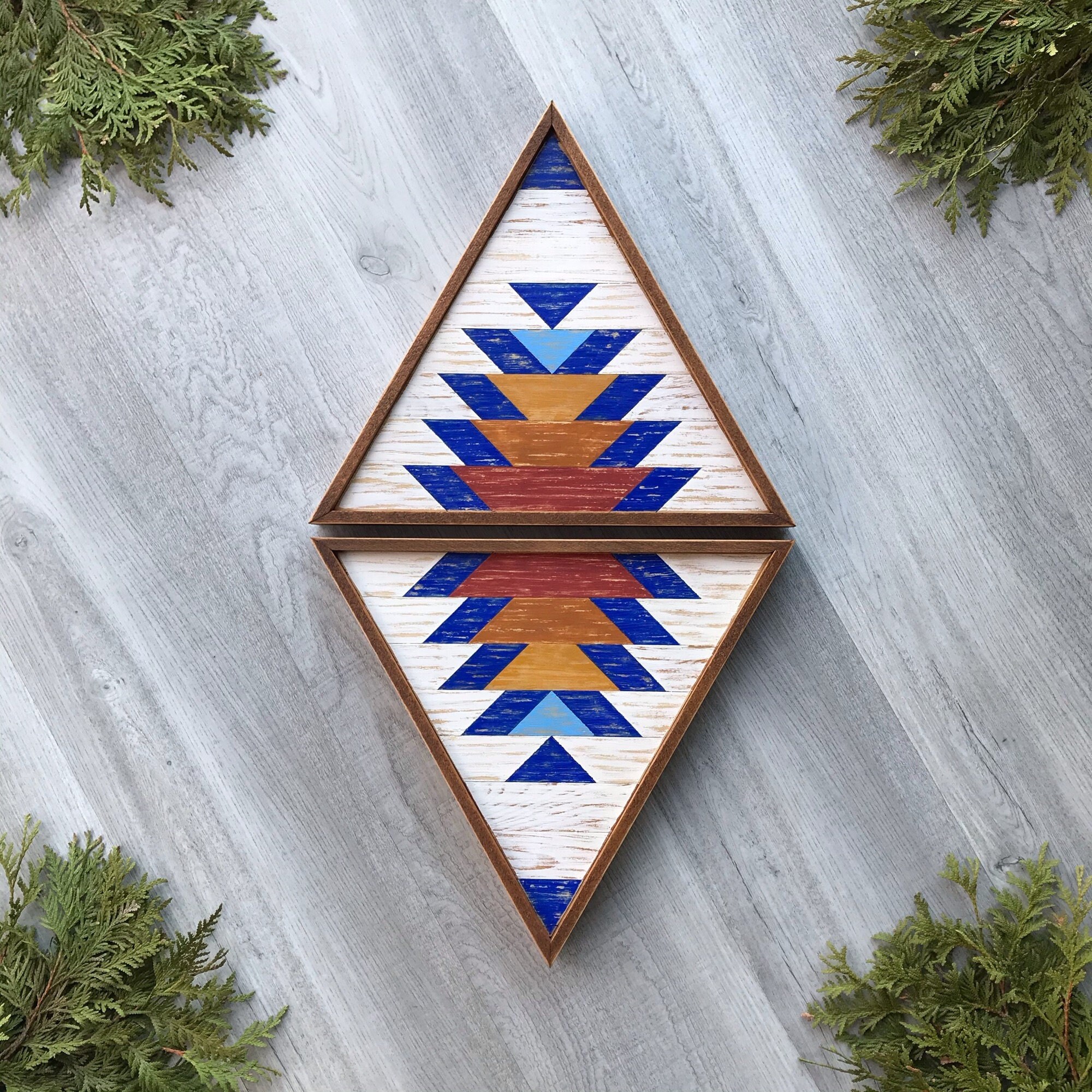 Triangle Wood Wall Art Rustic Southwestern Inspired Wooden Wall ...