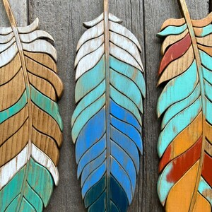 Feather. Feather Art. Boho Wall Decor. Bohemian Feathers. Rustic Wood ...