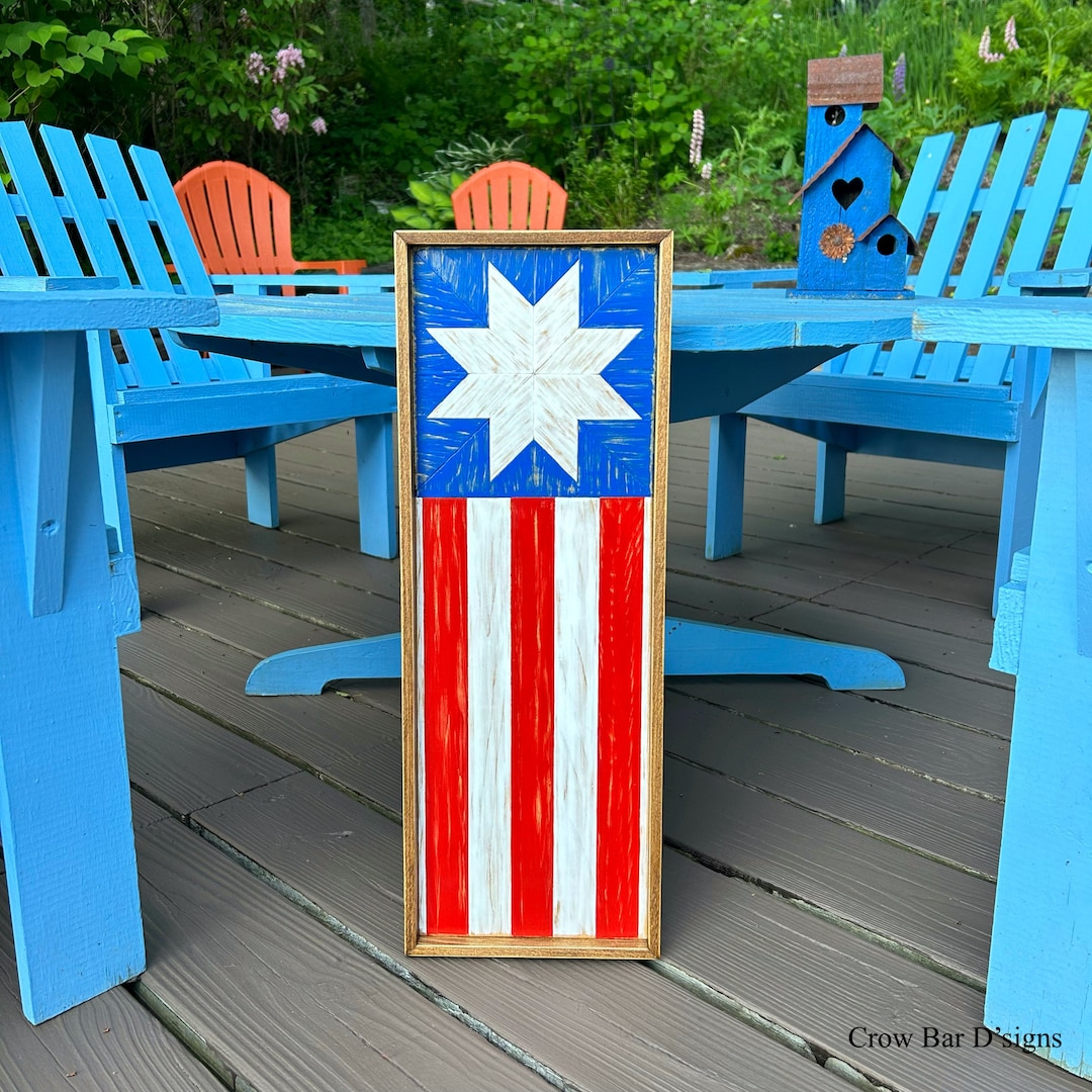 Patriotic American Flag Decor. Wooden Flag Decor. Rustic Americana Folk ...