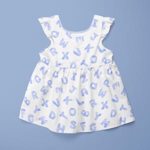 Cute Watercolor Light Blue Alphabet Seamless Pattern for Kids' Clothing ...