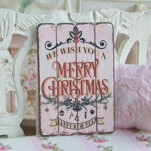 Dollhouse Miniature Merry Christmas Sign Festive Picture - Etsy