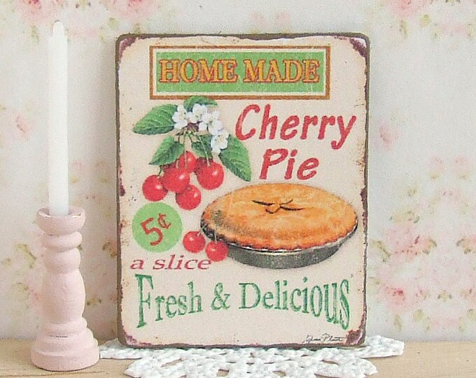 Dollhouse Miniature, Cherry Pie Sign, Food Plaque, Dolls House Picture ...