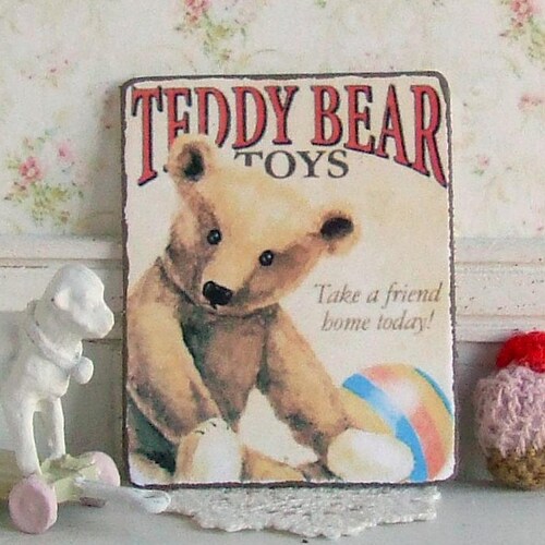Dollhouse Miniature Teddy Bear Sign Toy Shop Picture - Etsy