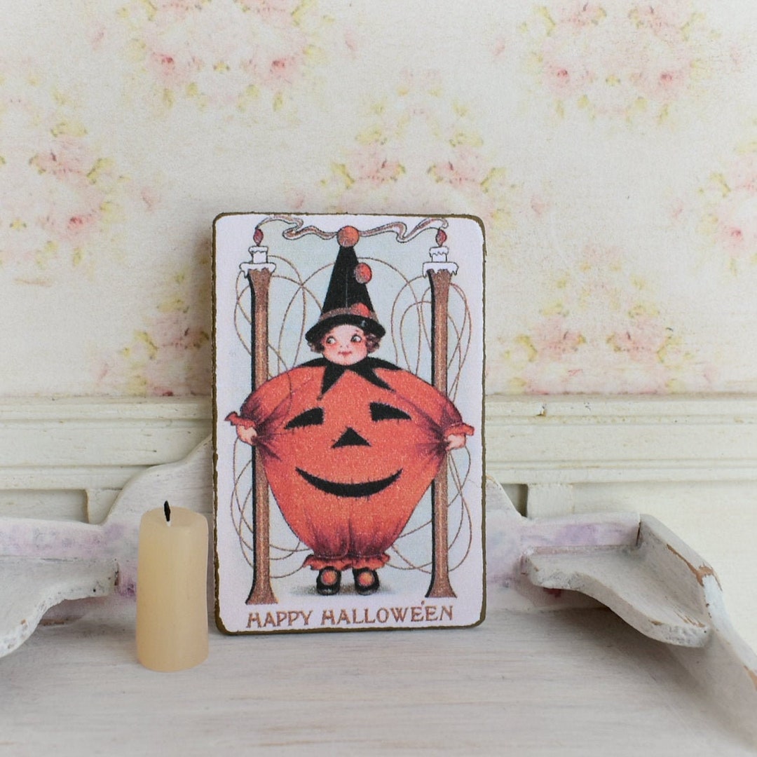Dollhouse Miniature, Halloween Sign, Pumpkin Picture, Haunted House ...