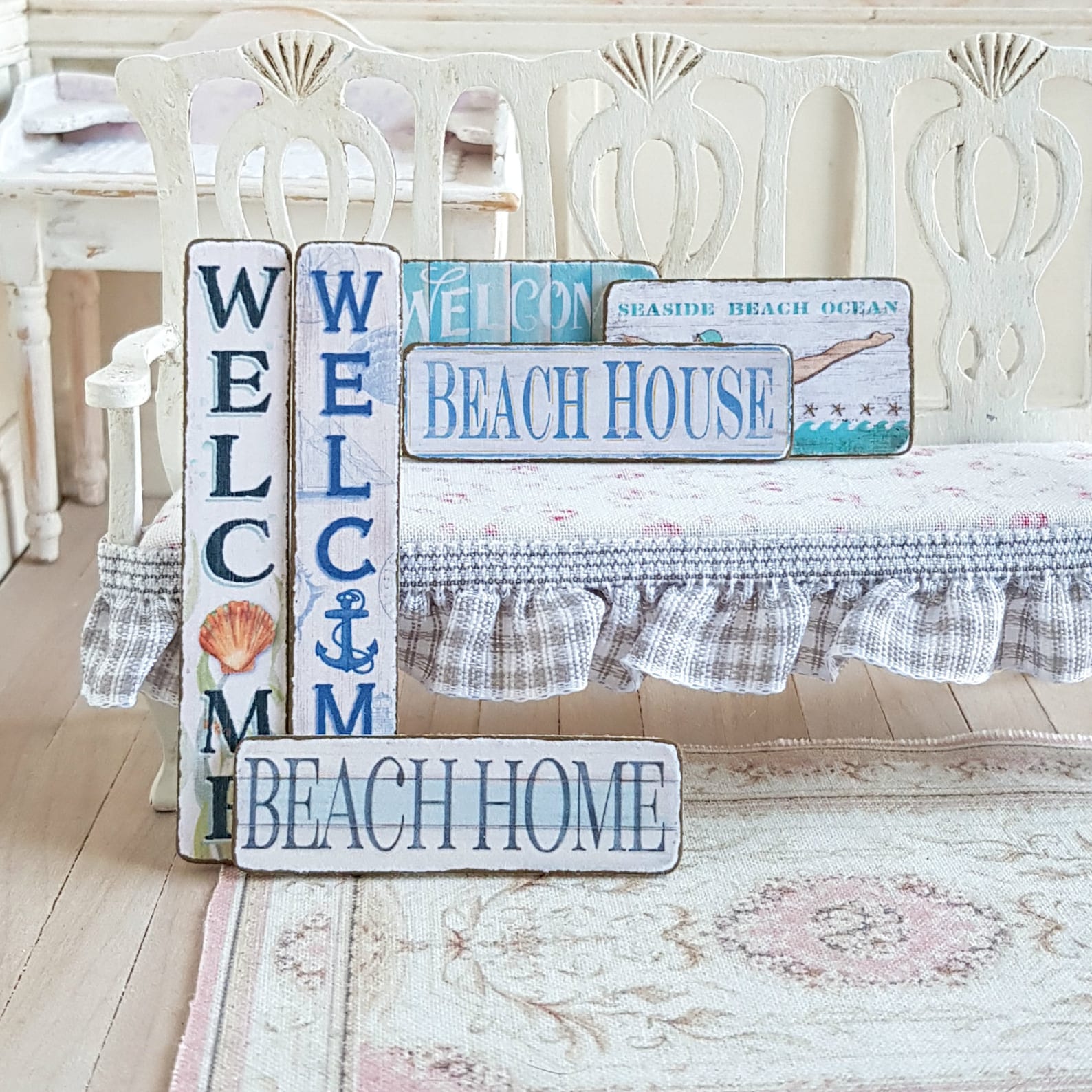 Dollhouse Miniature, Beach House Sign, Seaside Plaque, Nautical Picture ...
