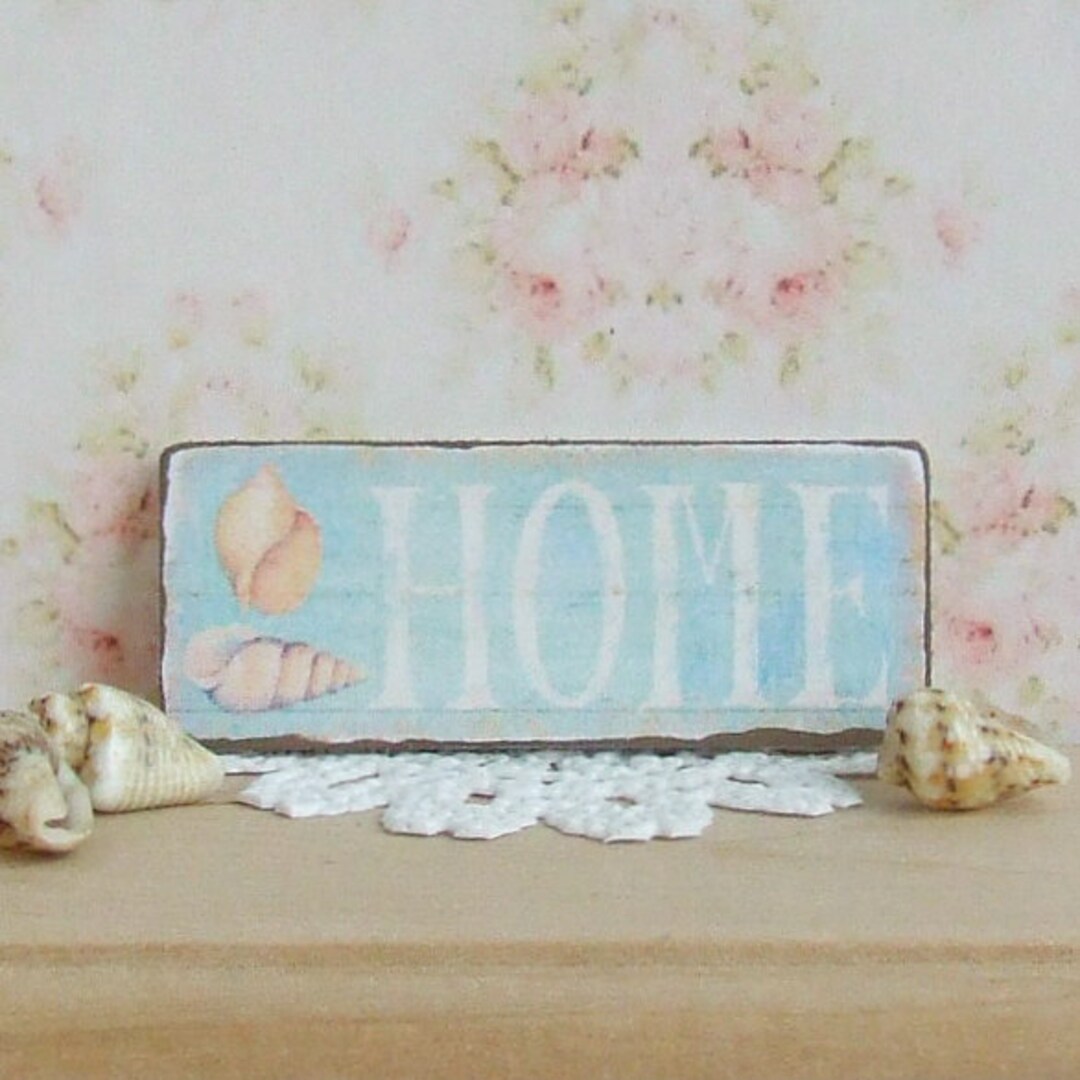Dollhouse Miniature, Beach Home Sign, Seashell Picture, Seaside Plaque ...