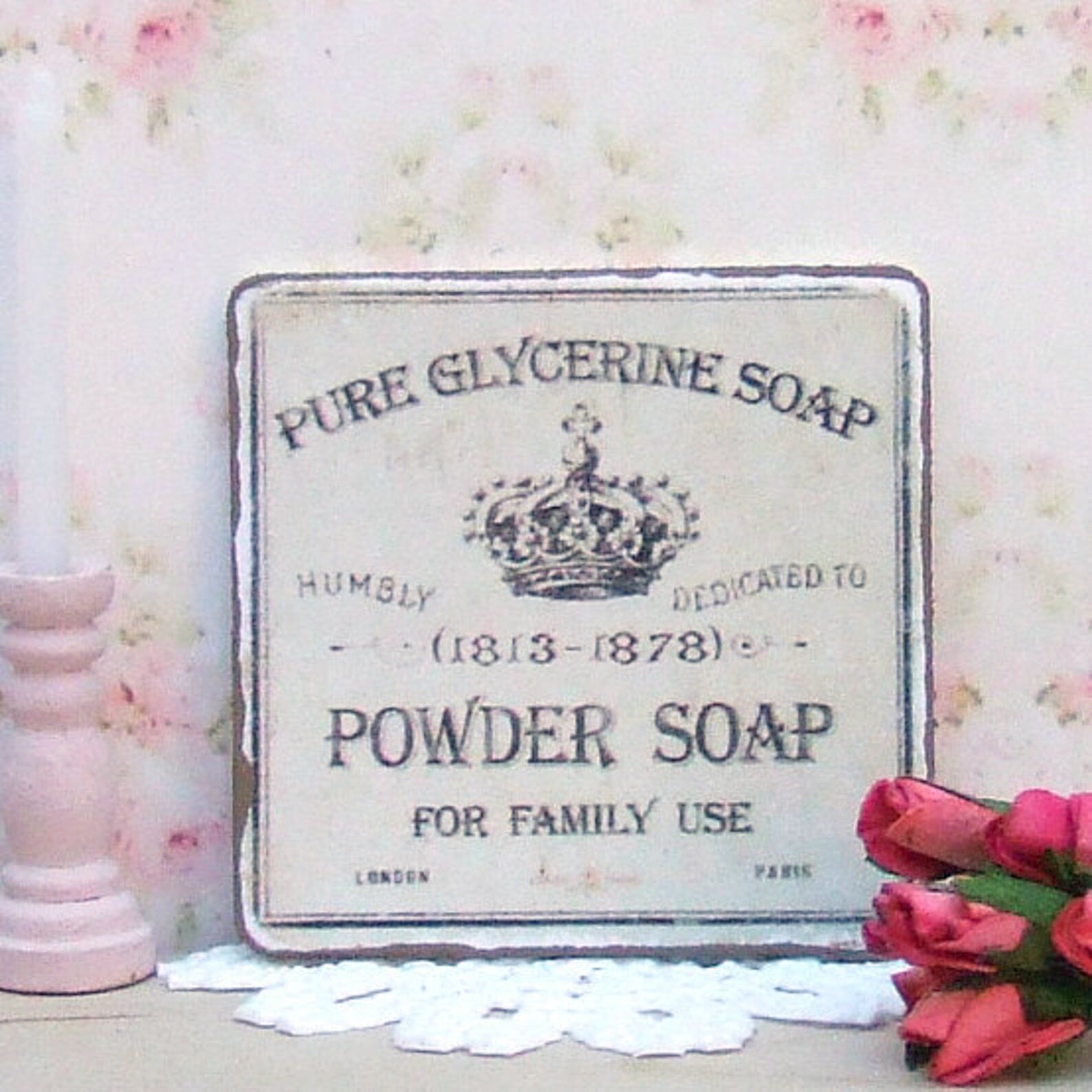 Dollhouse Miniature, Powder Soap Sign, Bathroom Picture, Shop ...