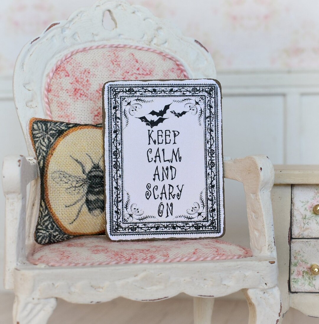 Dollhouse Miniature, Halloween Sign, Keep Calm Picture, Scary Plaque ...
