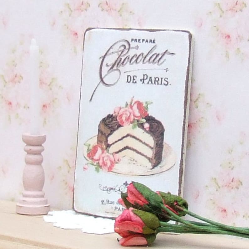 Dollhouse Miniature, Chocolate Cake Sign, French Patisserie Picture ...