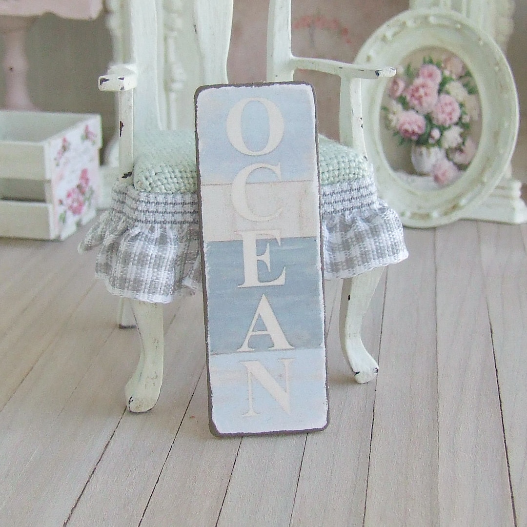 Dollhouse Miniature, Ocean Sign, Beach Poster, Seaside Plaque, Nautical ...