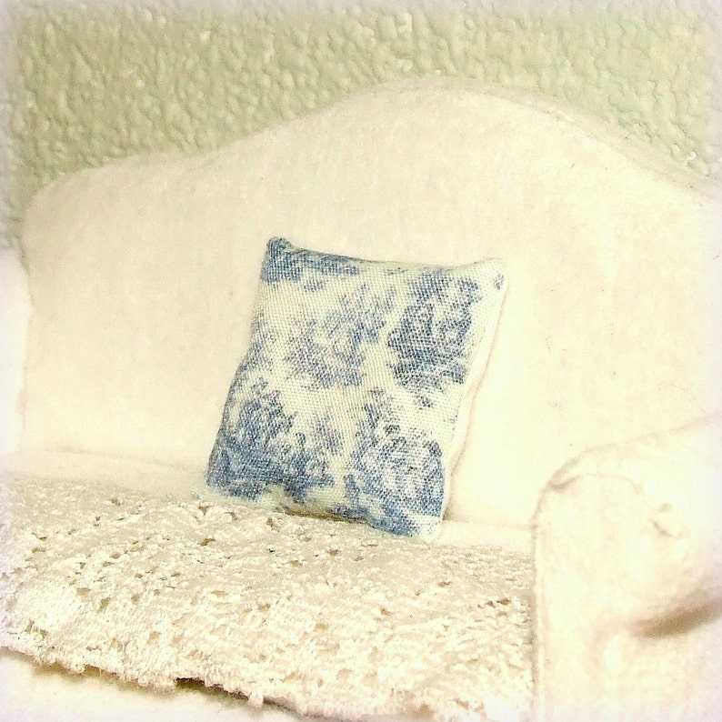 Dollhouse Miniature, Blue Toile Cushion, Dolls House Pillow, French ...