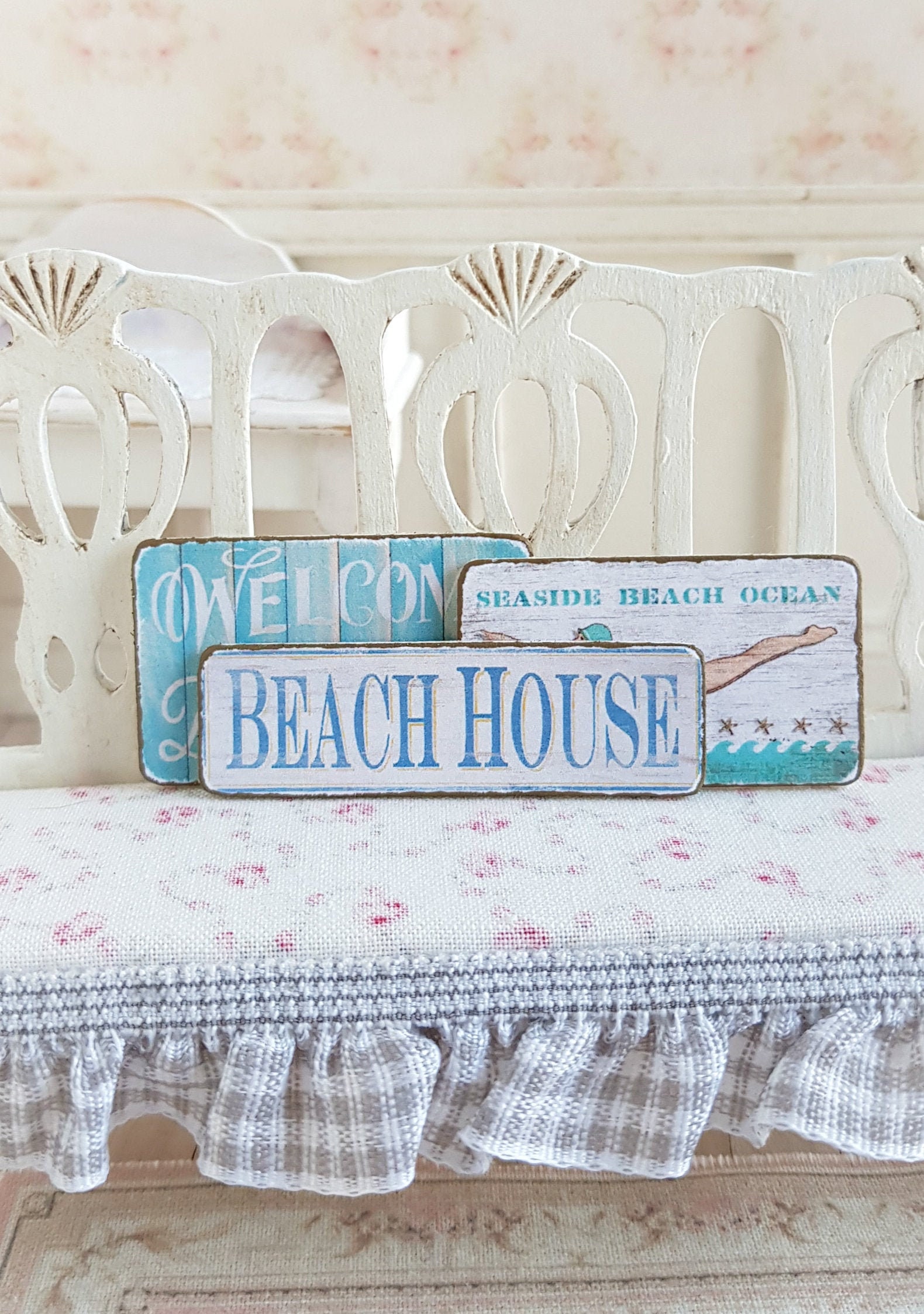 Dollhouse Miniature, Beach House Sign, Seaside Plaque, Nautical Picture ...