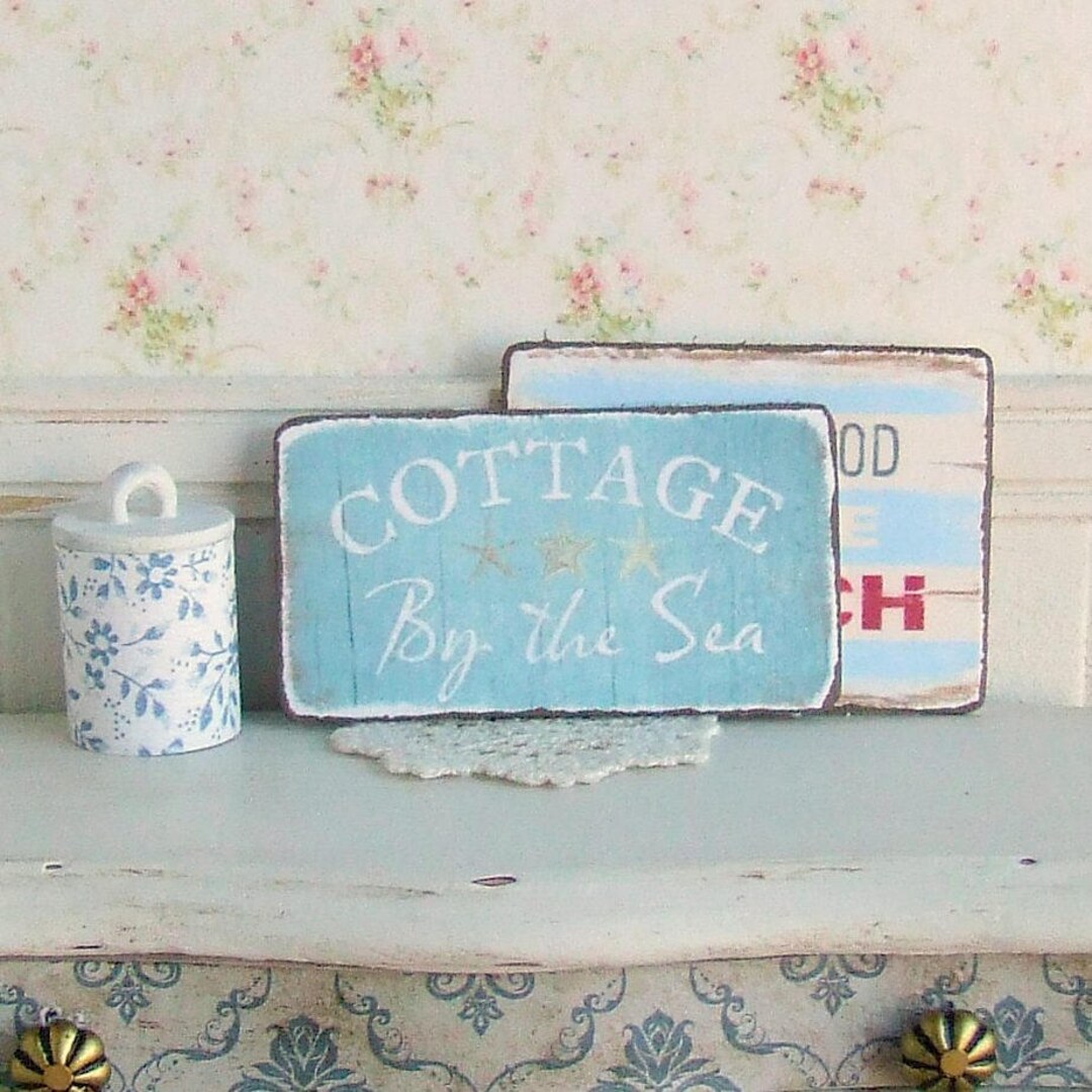 Dollhouse Miniature, Cottage Sign, Beach Sea Poster, Seaside Plaque ...