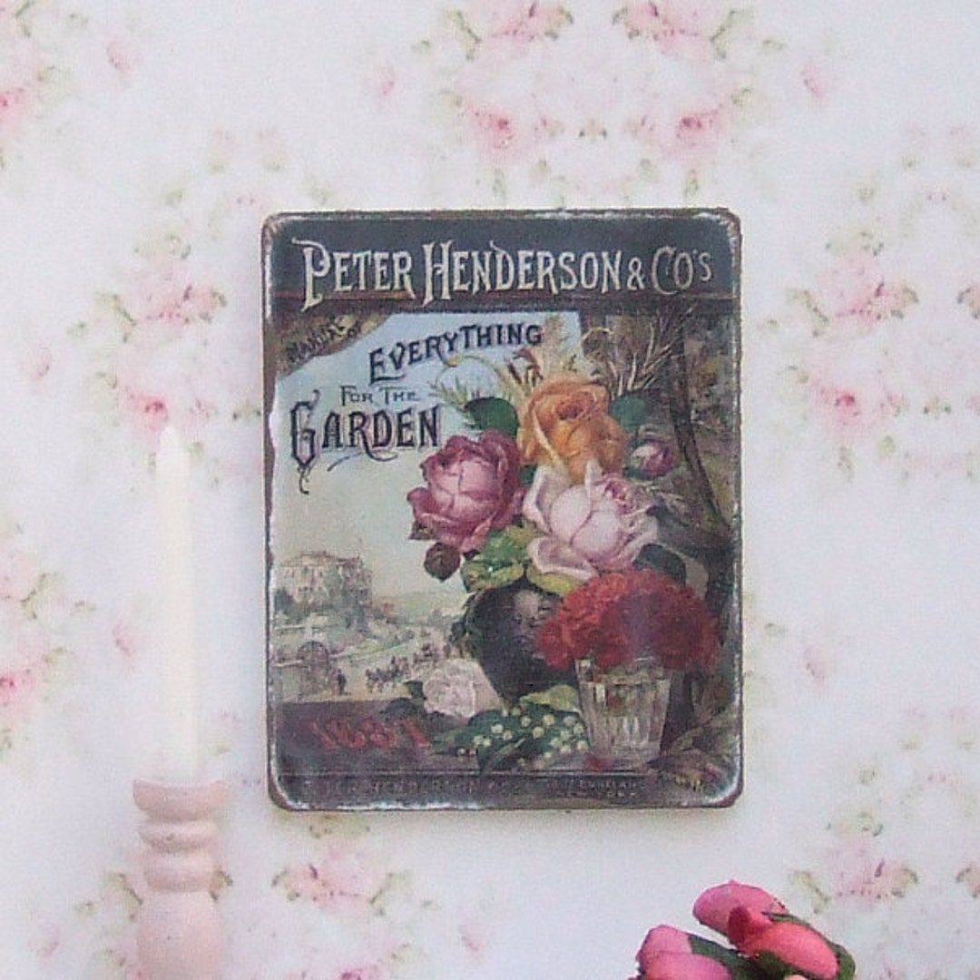 Dollhouse Miniature, Garden Sign, Roses Picture, Shop Plaque, Dolls ...